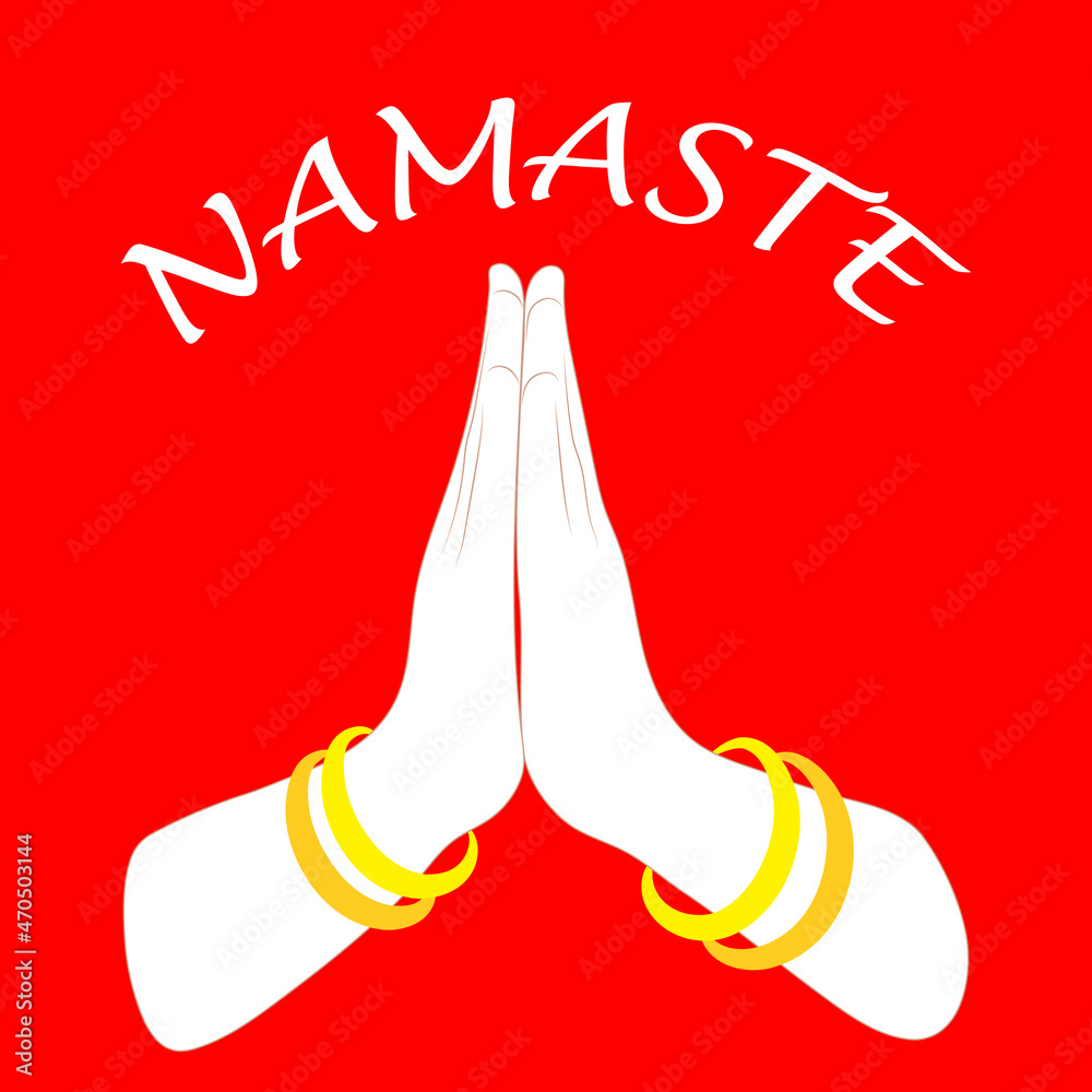 easy to edit vector illustration Indian womans hand greeting posture of ...