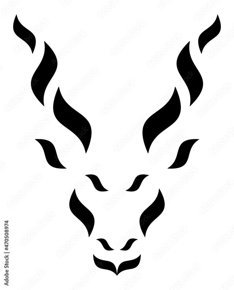 Snake Eater Markhor (Capra falconeri) Mountain goat. Head black and ...