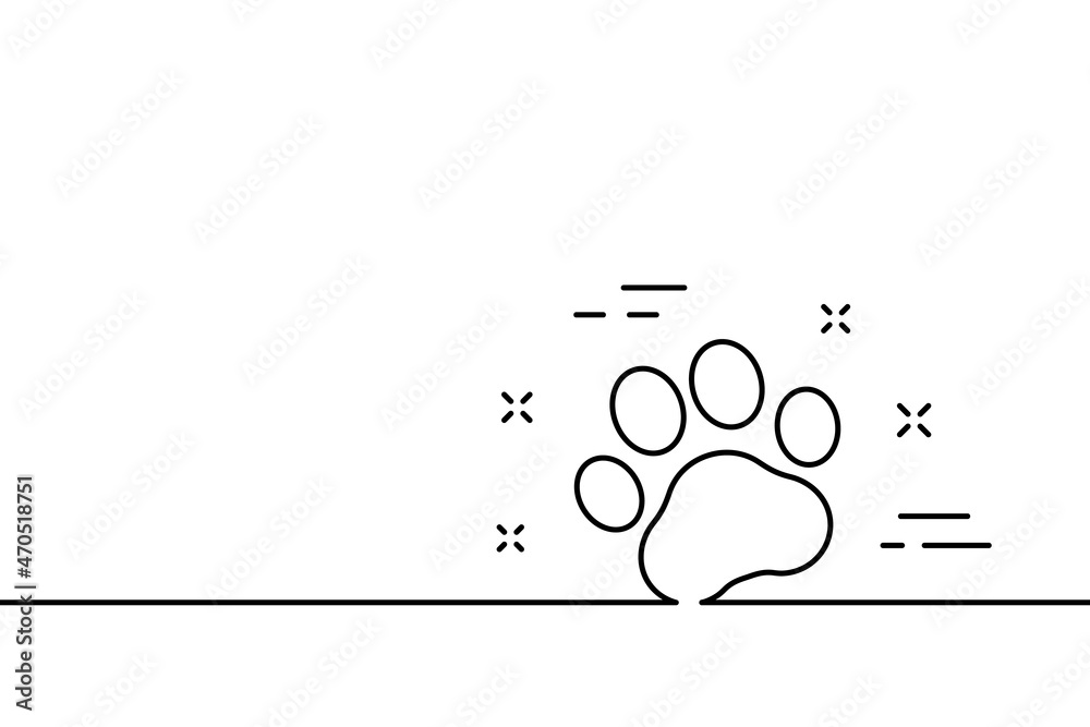 Paw prints. Hand drawn background footprint pet, dog or cat. continuous ...
