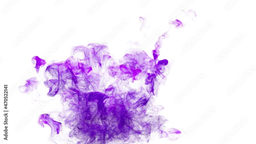 particle ink. 3d blue ink inject in water on white background with luma ...