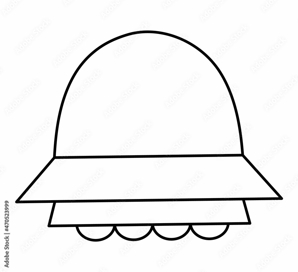 Vector black and white UFO illustration for children. Outline flying ...