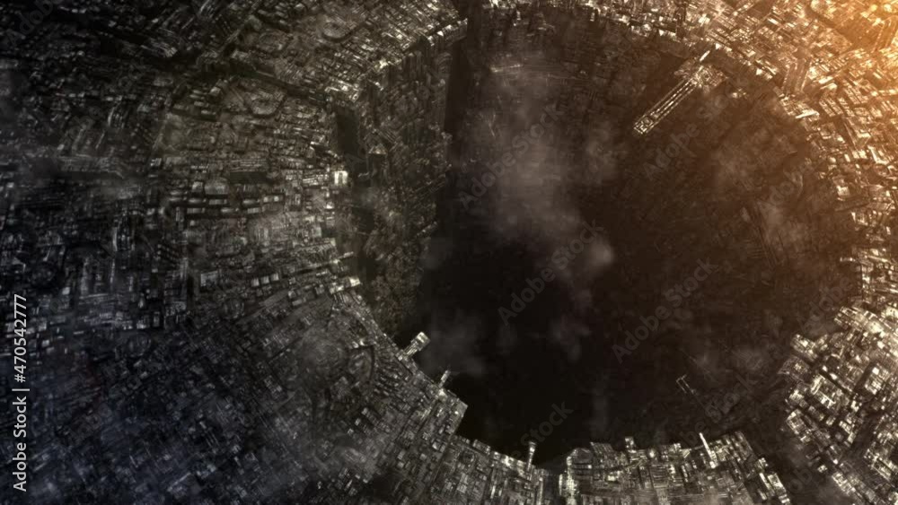 An aerial view of futuristic mega space city urban metropolis advance ...