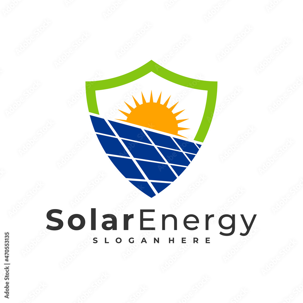 Shield Solar logo vector template, Creative Sun energy logo design ...