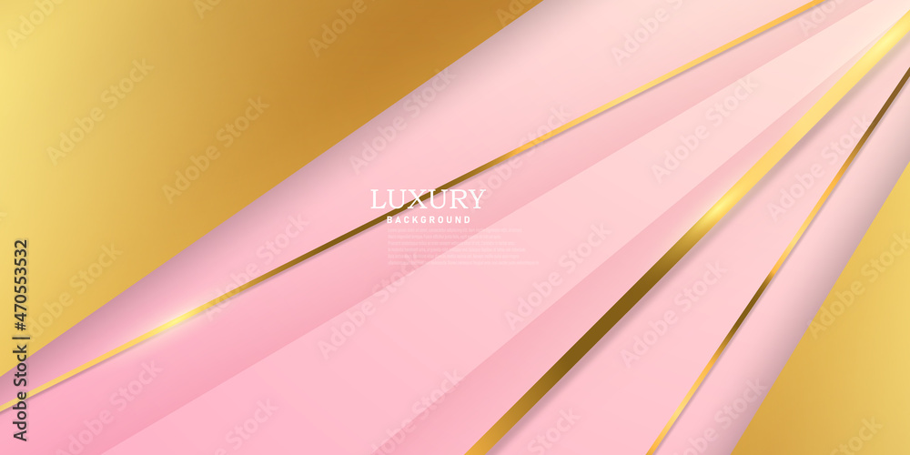 Abstract pink and gold background with gorgeous golden line decoration ...