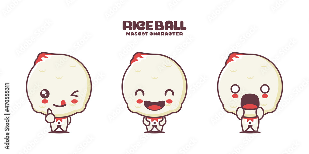 rice ball mascot cartoon. vector illustration of traditional japanese ...