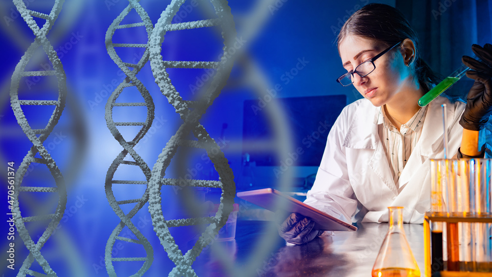 Foto de Genetic laboratory assistant. Concept laboratory assistant is ...