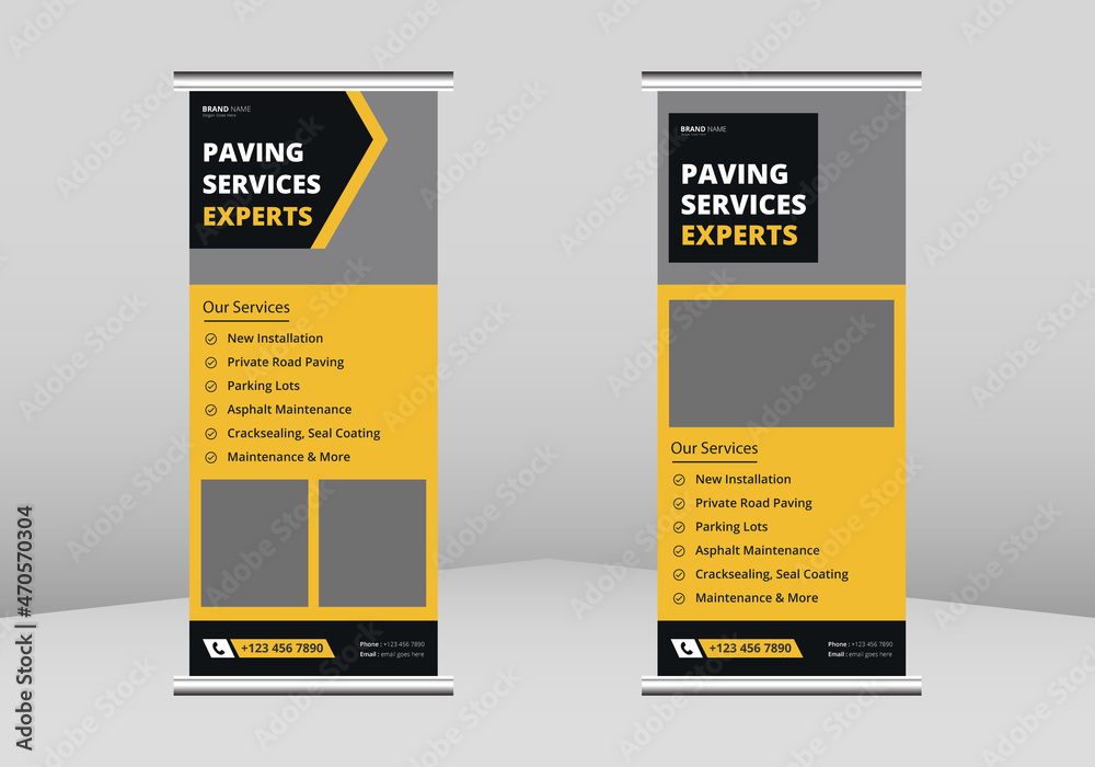 Paving service construction work Roll up Banner Design, Roadwork ...