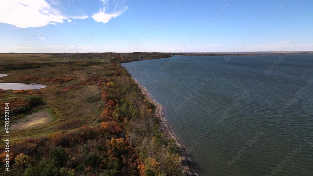 4k cinematic aerial footage from high above buffalo lake near Rochon ...