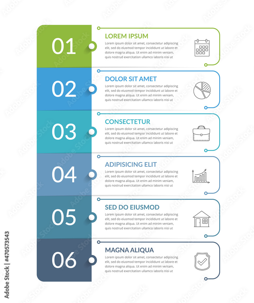 Infographic template with 6 steps, workflow, process chart Stock Vector ...