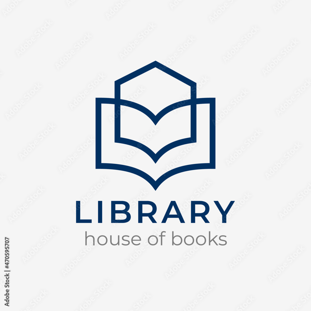 Library and book store logo outline Stock Vector | Adobe Stock
