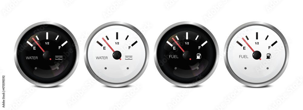 Vector 3d Realistic Black and White Circle Gas Fuel Tank Sensor. The ...