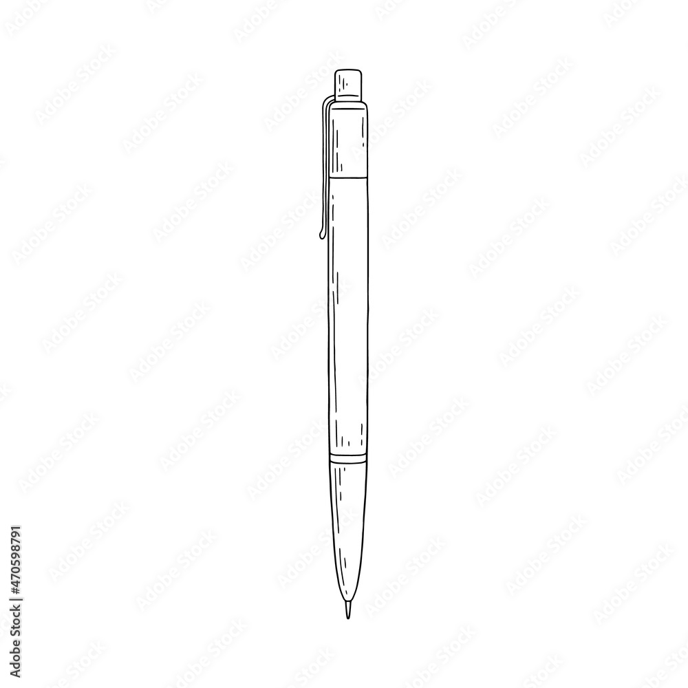 Hand drawn ball pen in outline sketch style, vector illustration ...