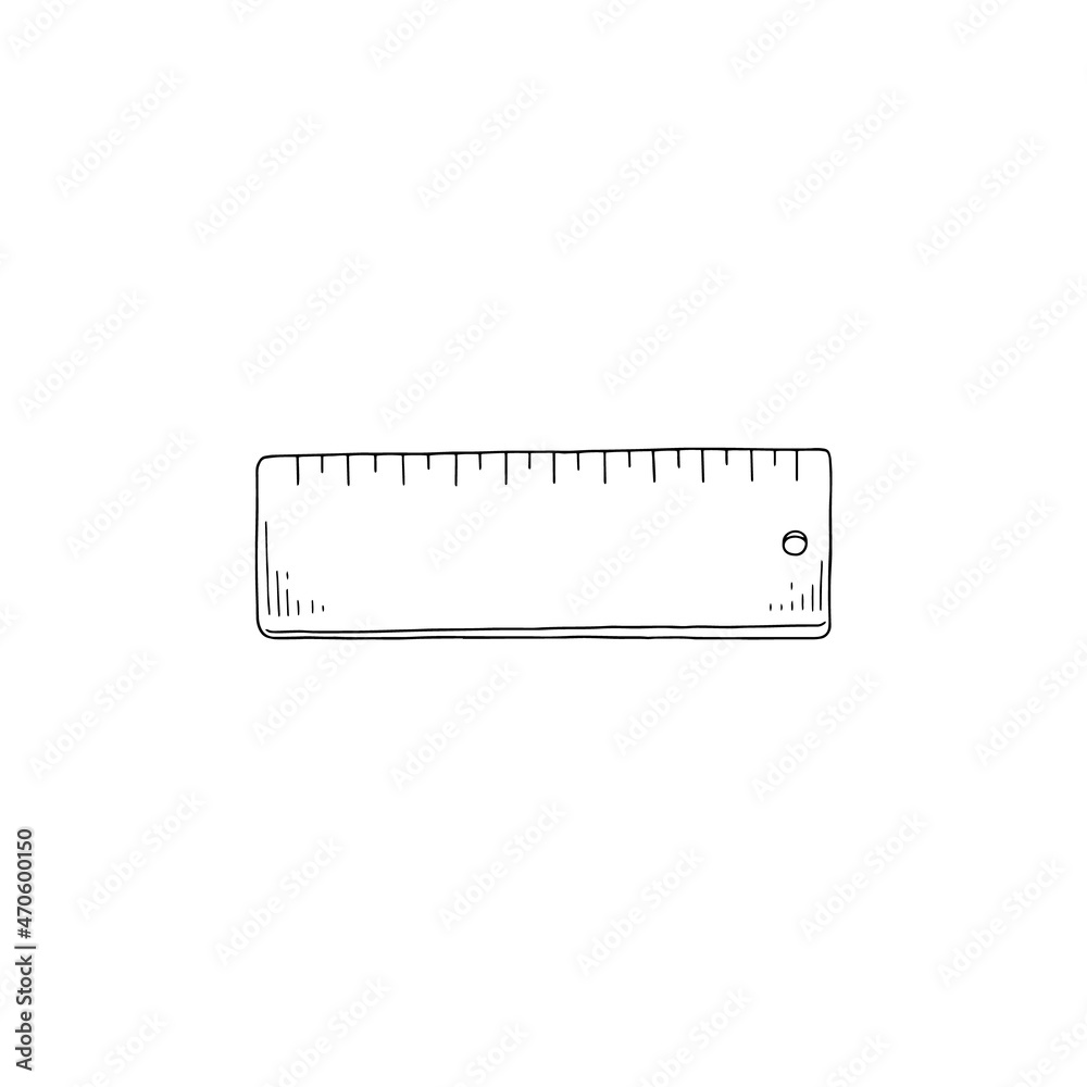 Ruler in hand drawn sketch style, flat vector illustration isolated on ...