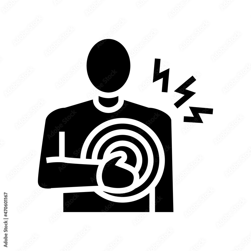 chest pain glyph icon vector. chest pain sign. isolated contour symbol ...