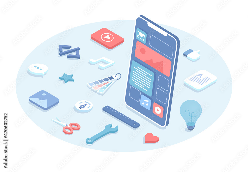 User interface design and user experiences development. App interface ...