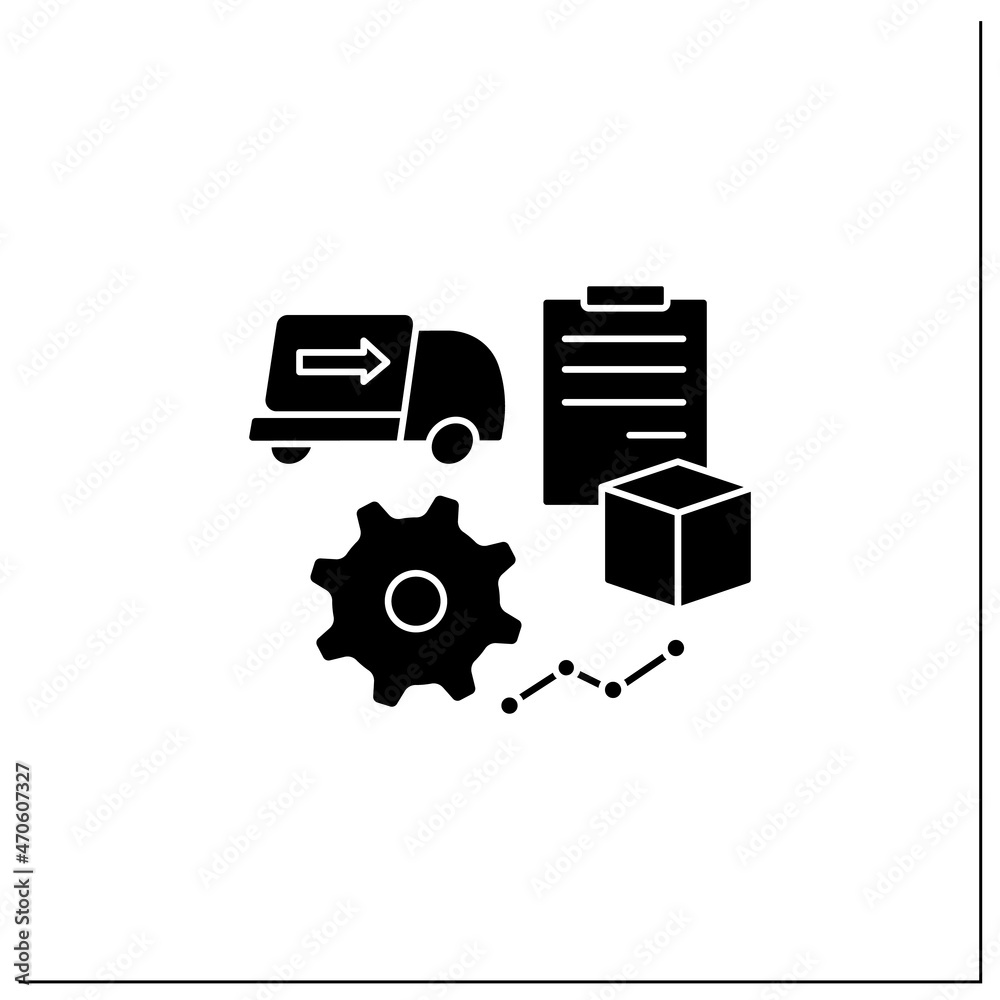 Purchase orders glyph icon. Automate purchase order, approval process ... Purchase orders glyph icon. Automate purchase order, approval process ...