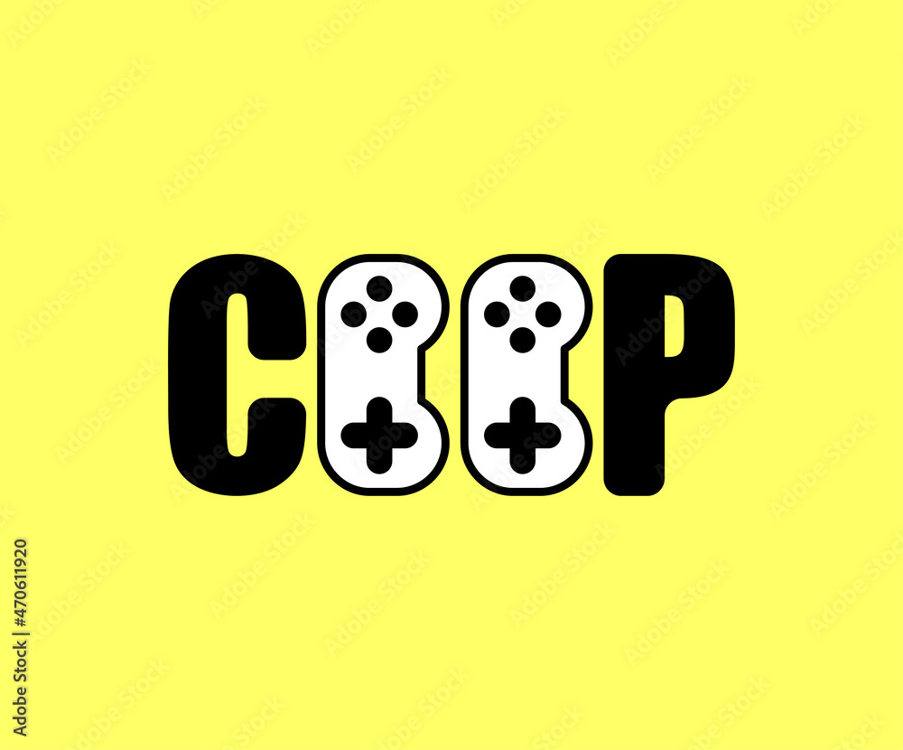 Coop game logo. Cooperative game sign. Video game icon for two ...