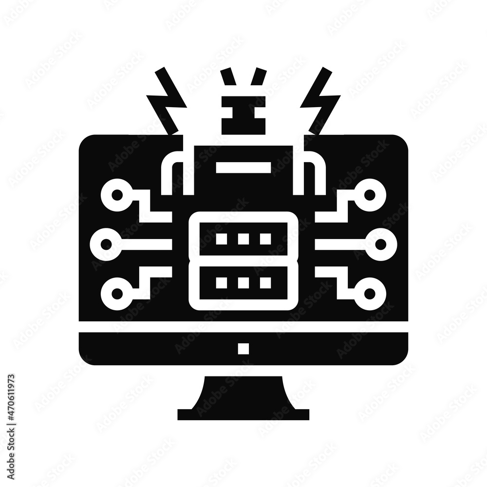 ai powered attacks glyph icon vector. ai powered attacks sign. isolated ...