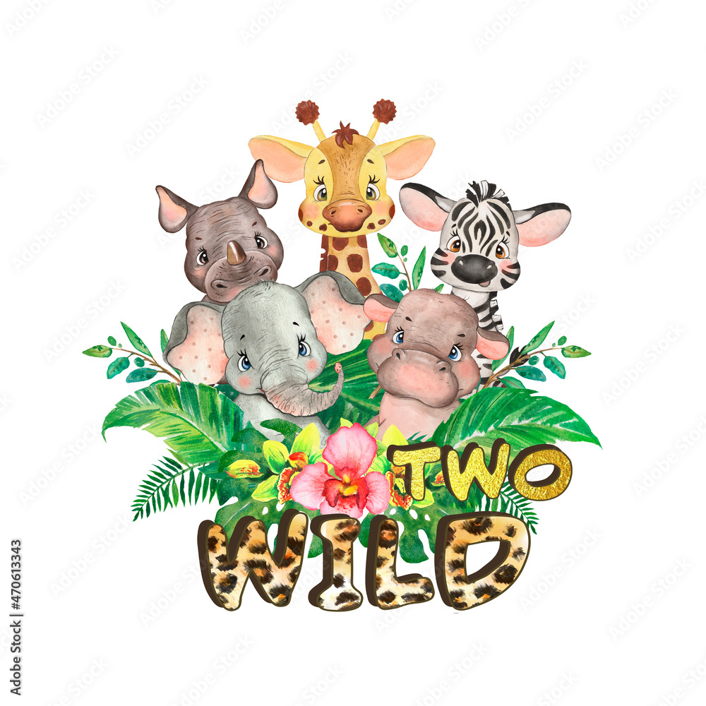 Jungle Safari Two Wild Baby Animal Design. Two wild party birthday ...