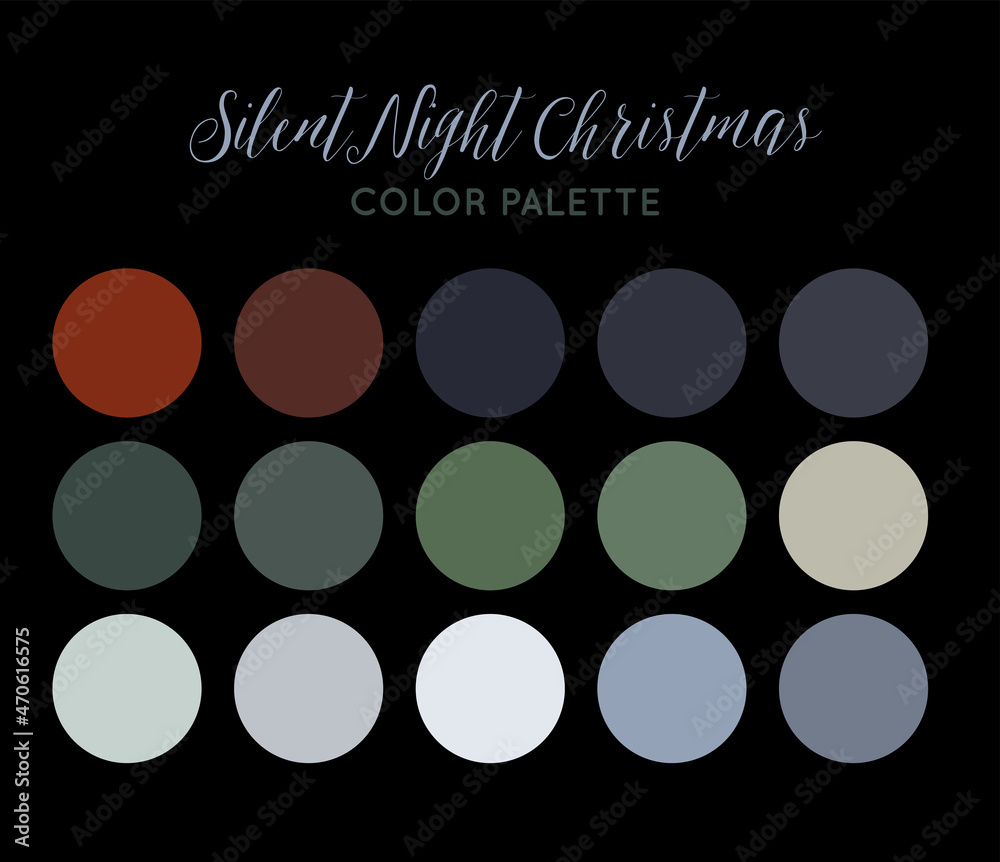 Silent Night - Christmas color palette vector illustration Stock Vector ...