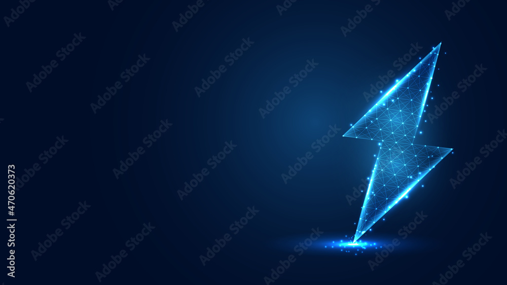 Lightning line connection. Low poly wireframe design. Abstract ...