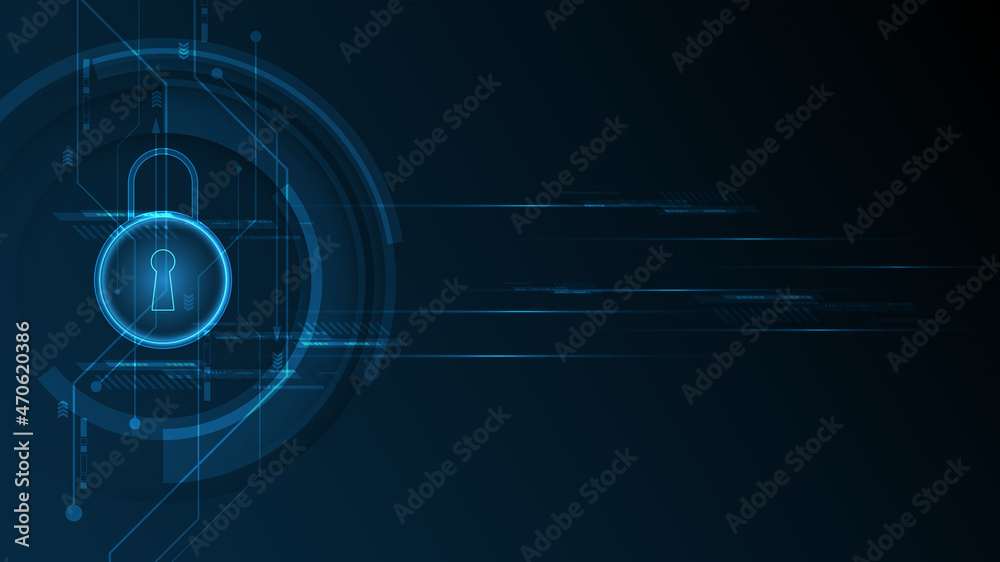 Padlock Security cyber digital concept Abstract technology background ...