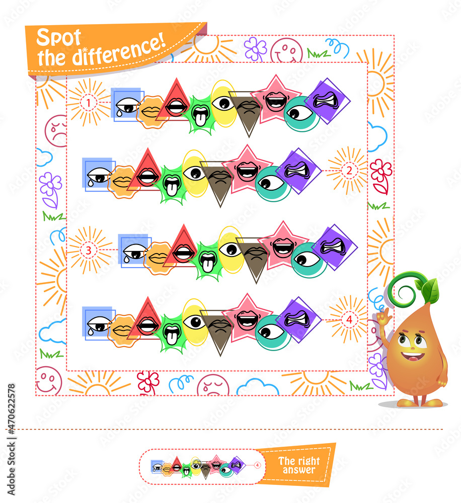 visual game for children and adults. Task game spot the difference ...