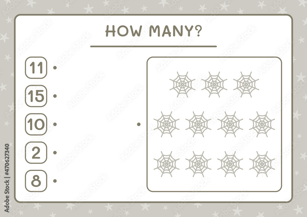 How many Cobweb, game for children. Vector illustration, printable ...