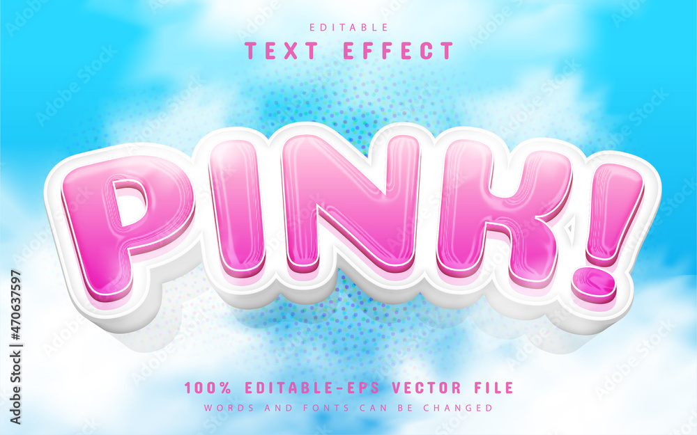 Pink Text Effect Cartoon Style Stock Illustration | Adobe Stock