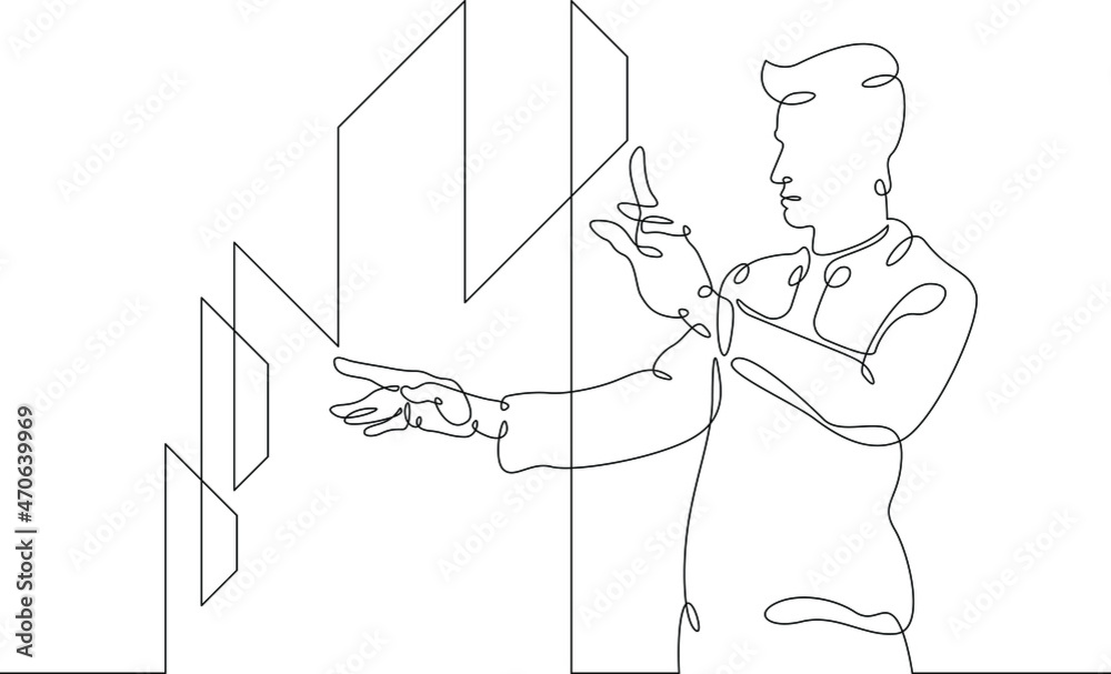 IT technology manager. Engineer programmer drawing statistics graphs in ...
