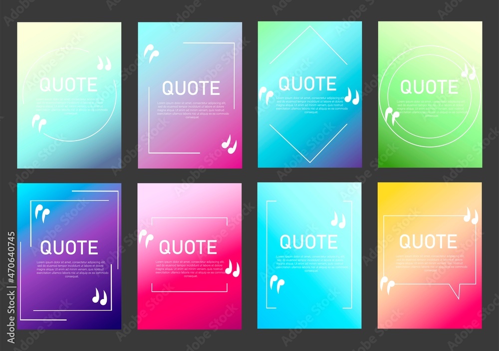 Frame for quotes. Bright templates with a text box inside. Colorful ...
