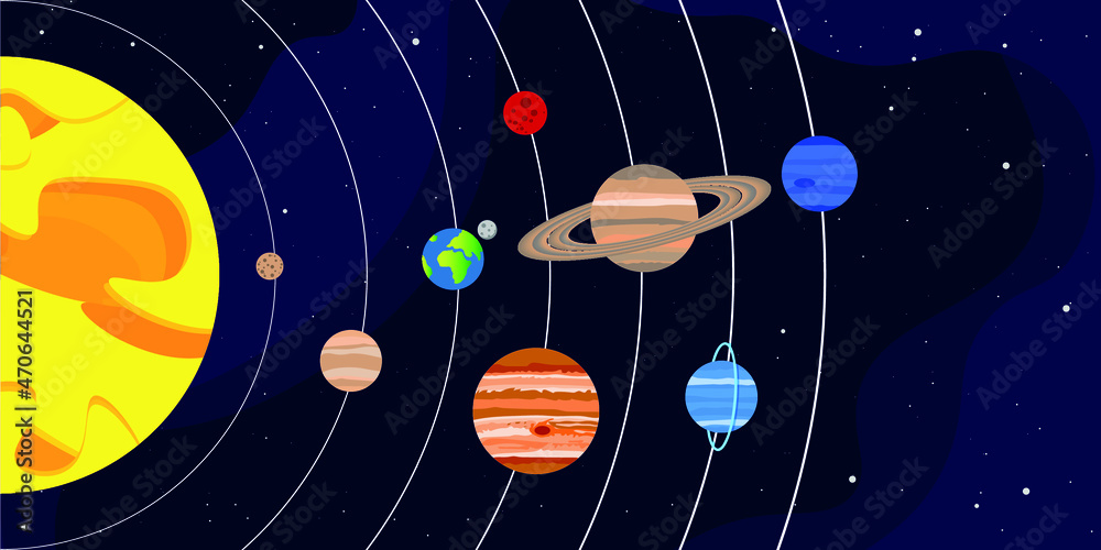 vector planets of the solar system. flat illustration of the orbits of ...