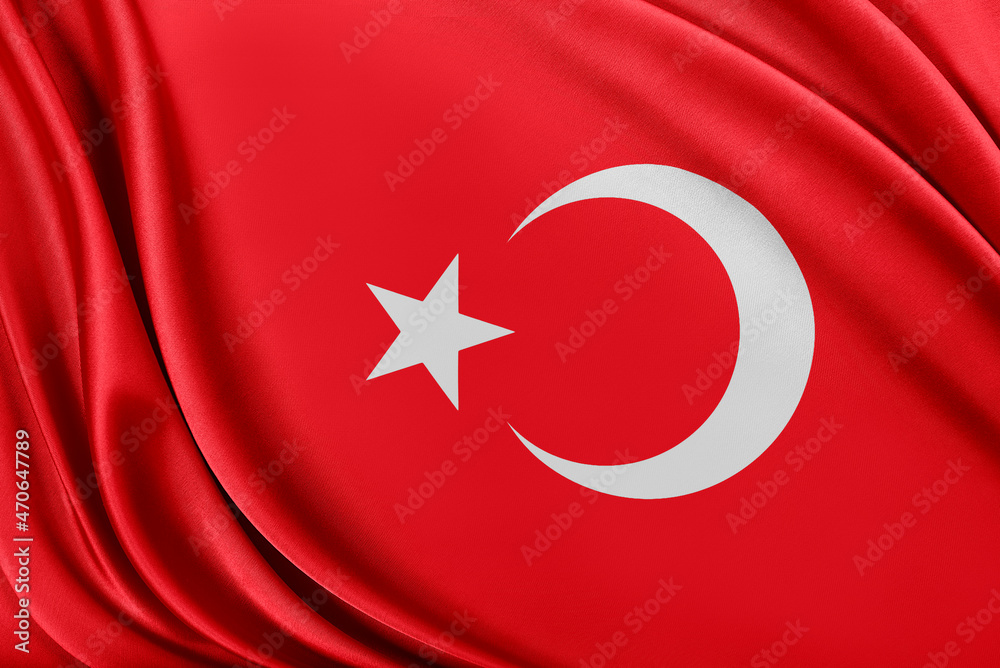 Turkey flag. Flag with a beautiful glossy silk texture. Stock ...