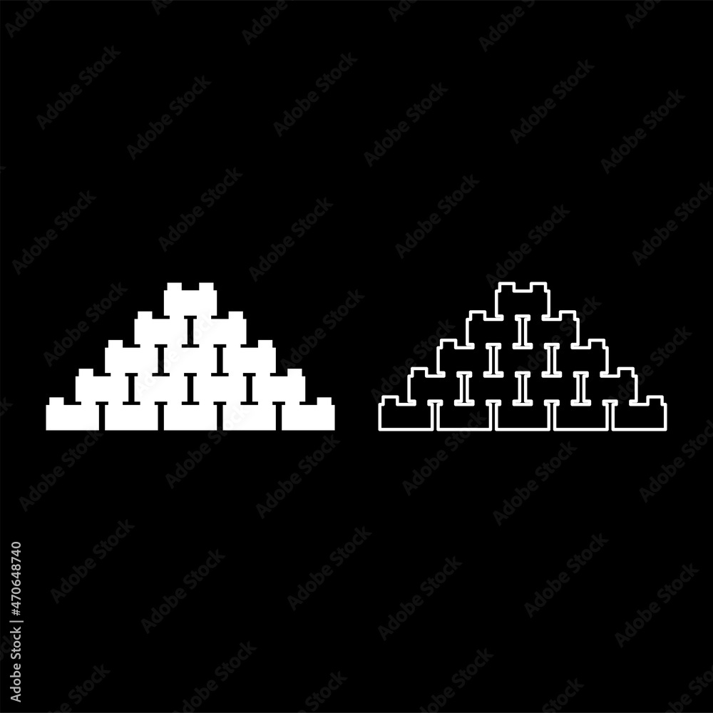 Pyramid of bricks icon white color vector illustration flat style image ...