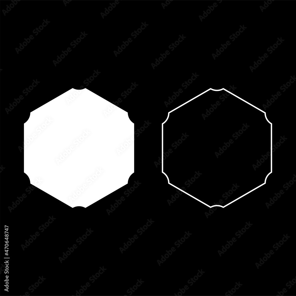 Hexagon with rounded corners icon white color vector illustration flat ...
