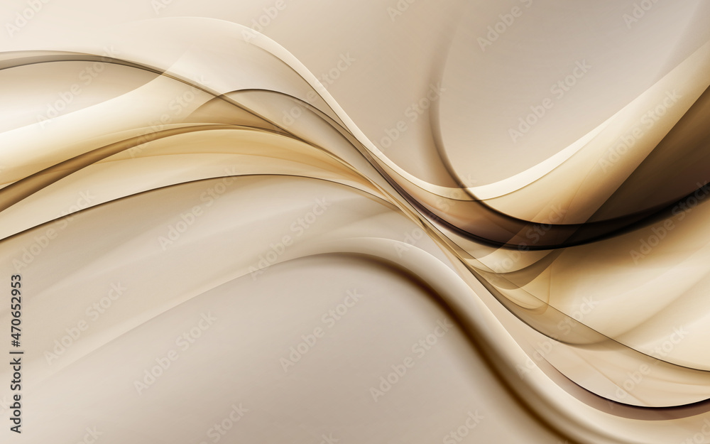 Gold wave flow and golden glitter lines on brown background. Abstract ...