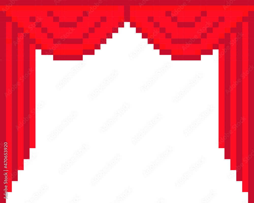Curtains Pixel Art isolated on white Background. Pixel art. Vector ...