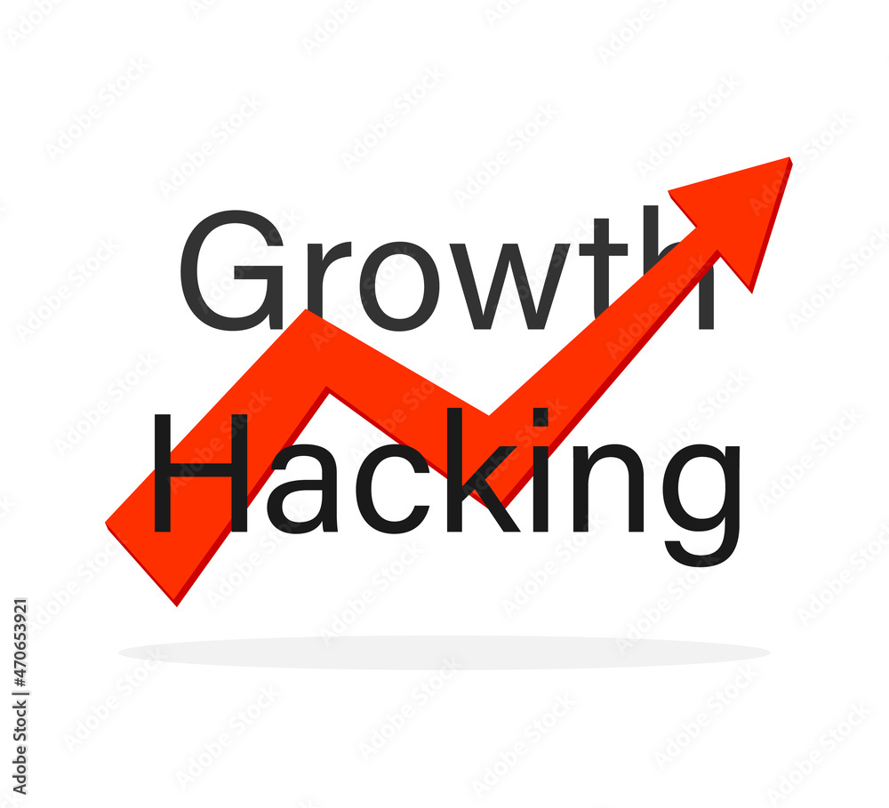 Growth hacking text icon. Clipart image isolated on white background ...