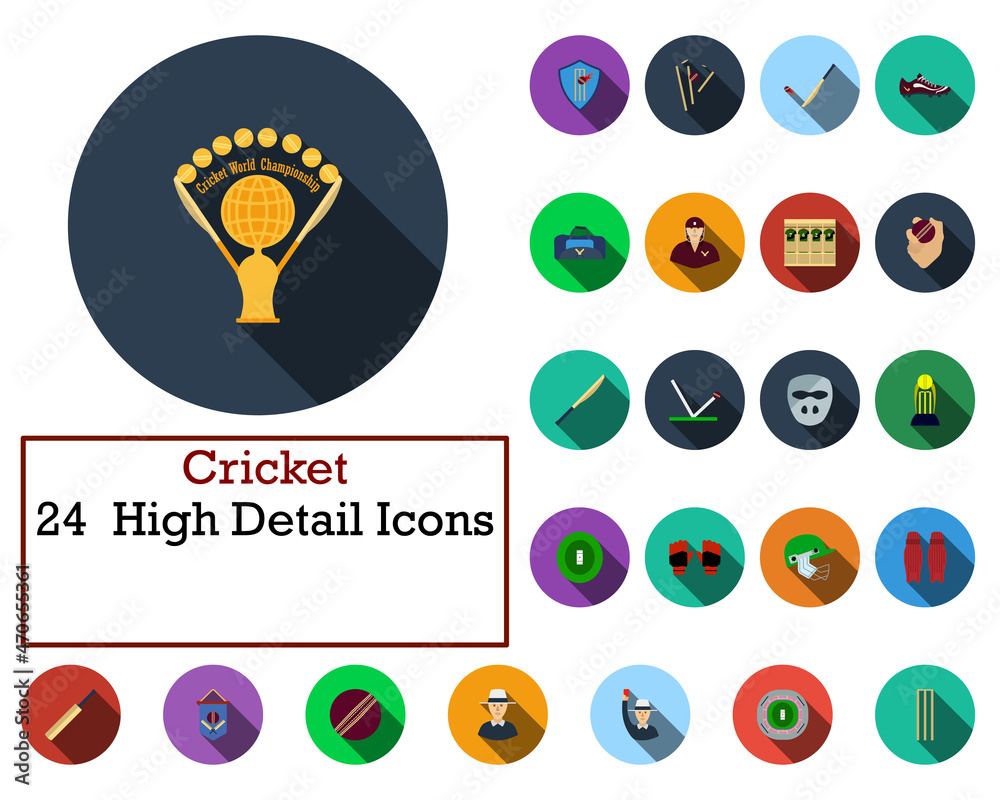 Cricket Icon Set Stock Vector | Adobe Stock