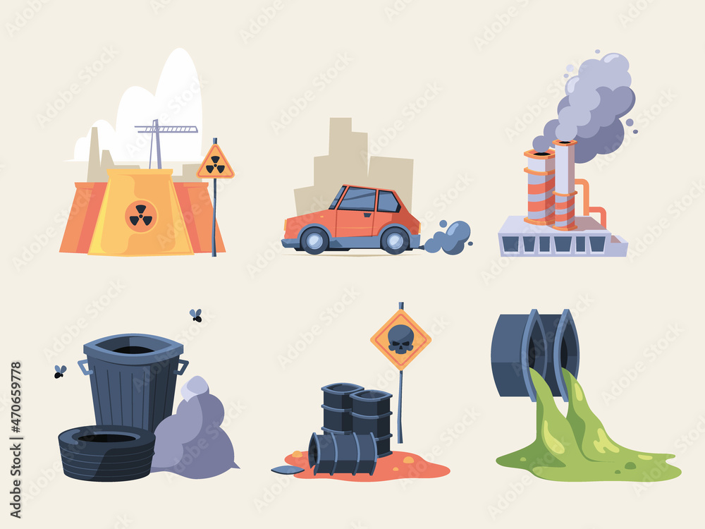 Industrial waste. Toxic urban liquid garbage and city pollution from ...