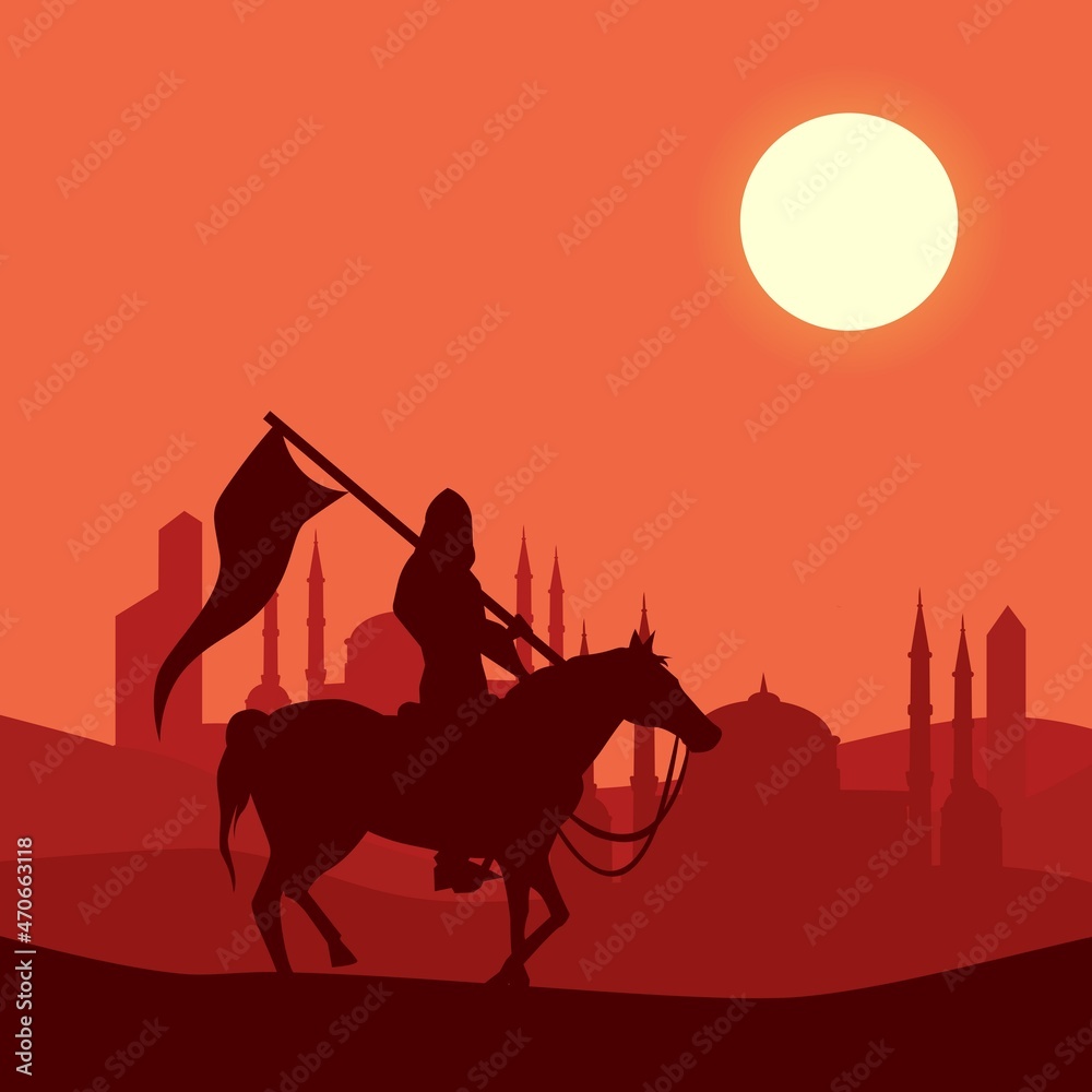 Arabian knights on horseback in desert vector illustration Stock Vector ...