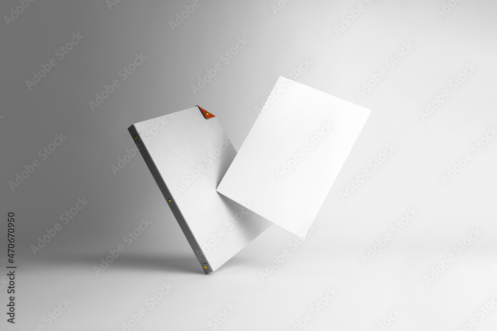 Floating Folder and Letterhead Branding stationery mockup template ...