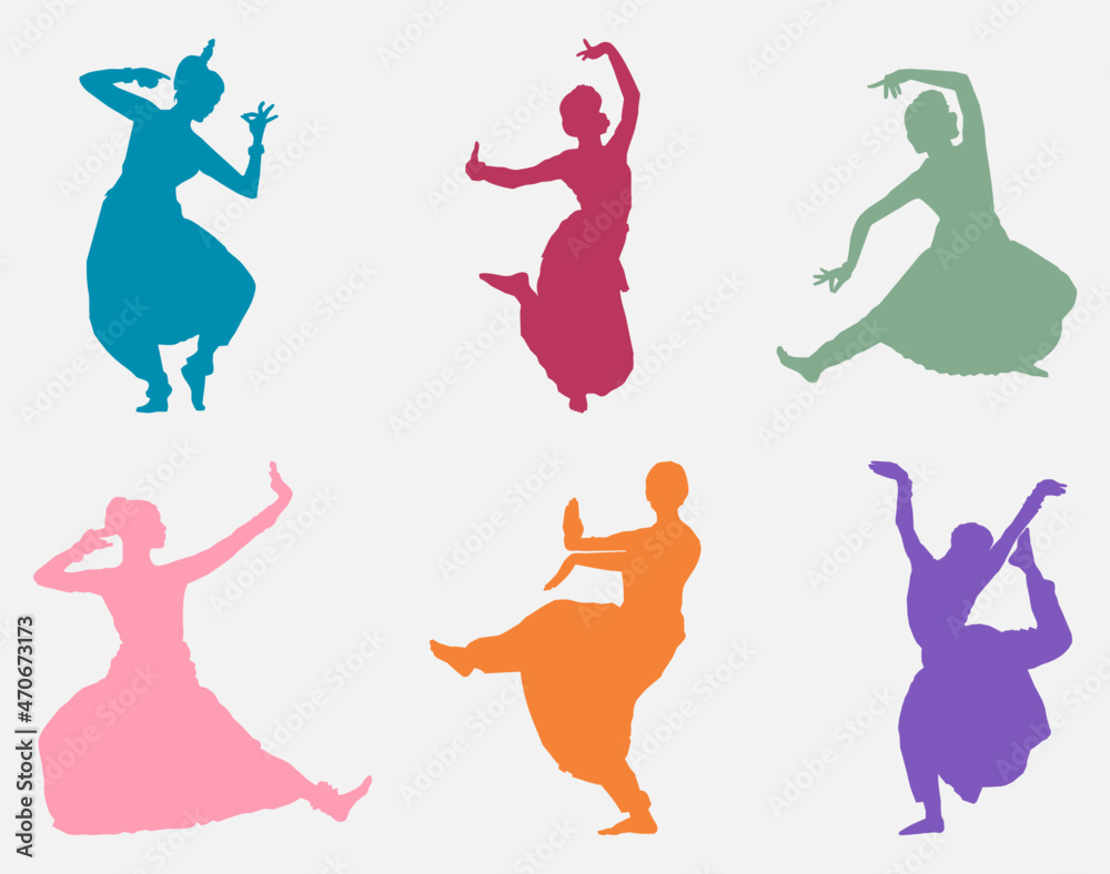 Indian Dancer Poses Vector illustration Stock Vector | Adobe Stock