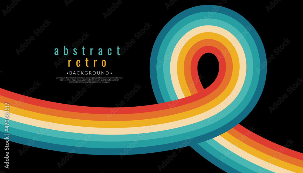 Retro colors line background abstract. Vintage 70s ribbon stripe ...