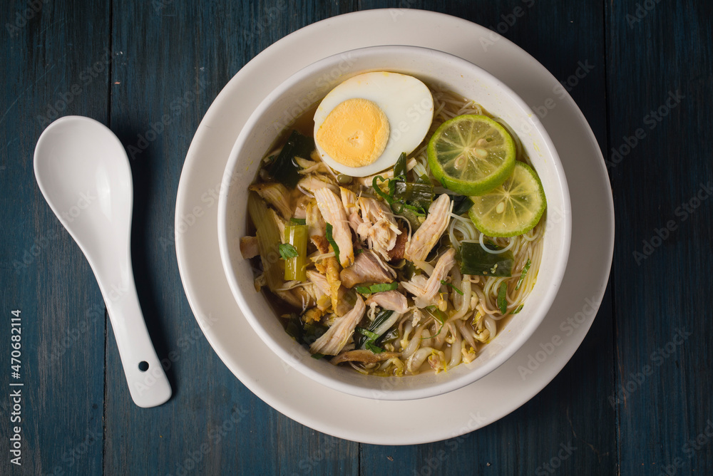 Chicken Soto or Soto Ayam in Indonesia. Soto ayam is a traditional ...