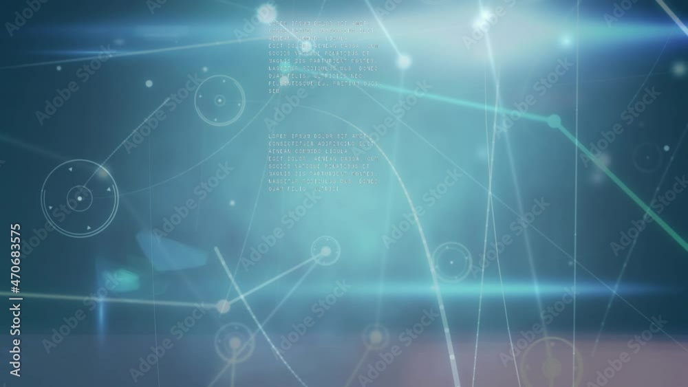 Animation of data processing on screen and network of connections Stock ...