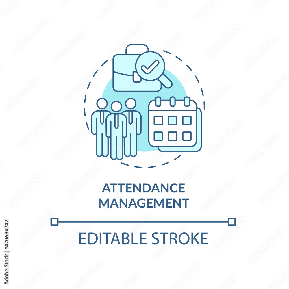 Attendance management blue concept icon. Tracking discipline. Control ...