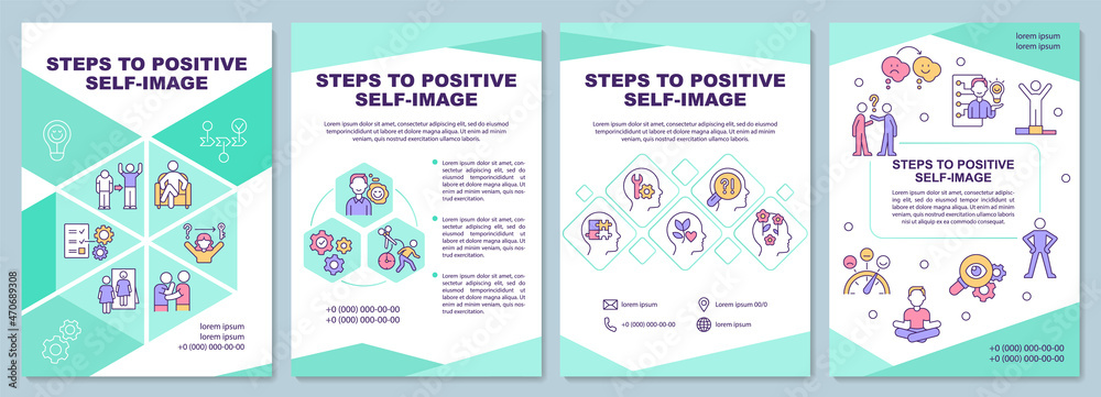 Steps to positive self-image brochure template. Self-acceptance. Flyer ...
