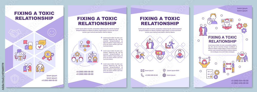 Fixing a toxic relationship brochure template. Couple recovery. Flyer ...