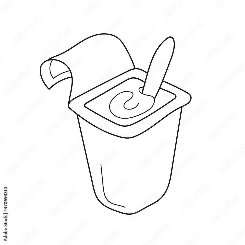 Simple coloring page. Funny Yogurt to be colored, the coloring book for ...